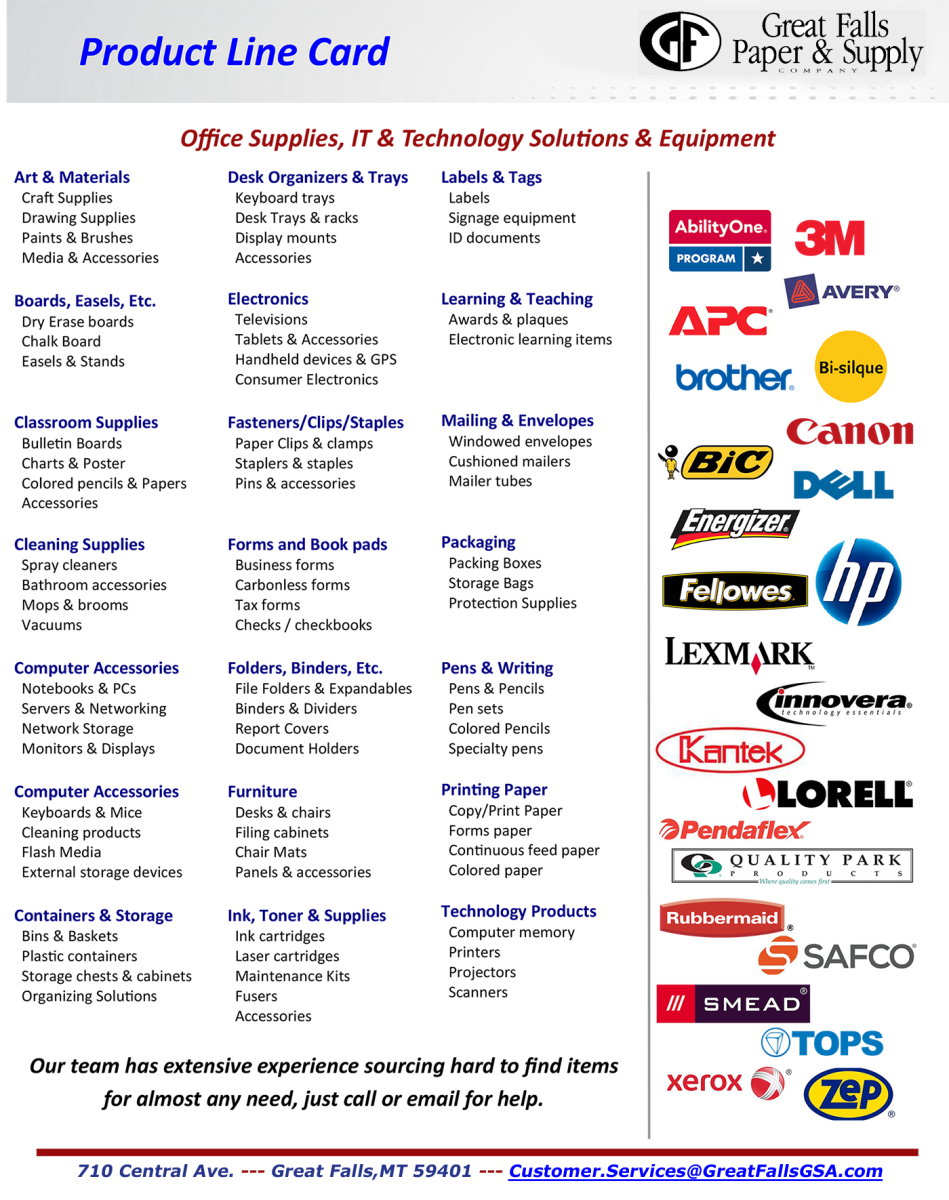 Line Card - GreatFallsPaper